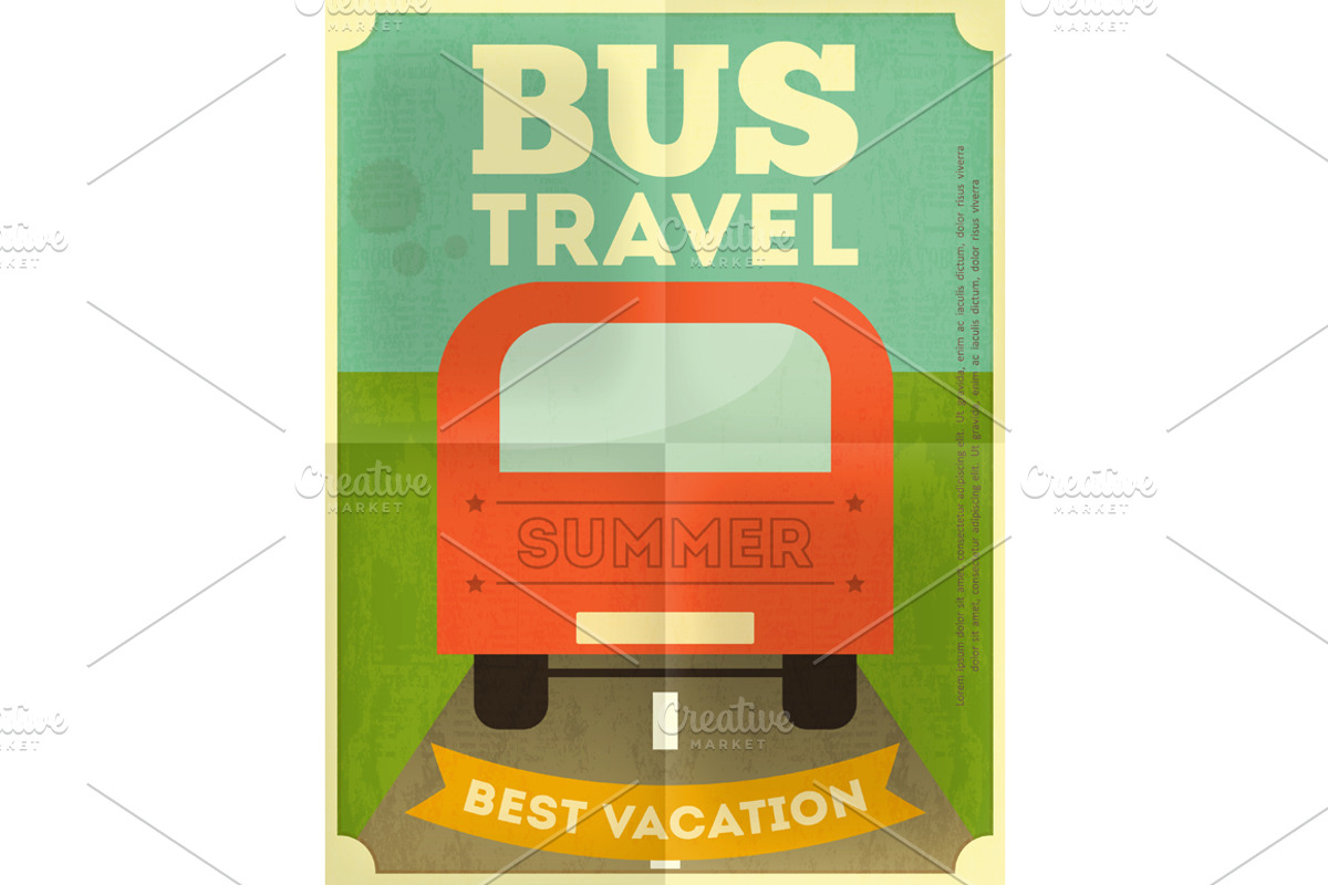 Bus Travel Poster, a Transportation Illustration by ELFIVETROV DESIGN