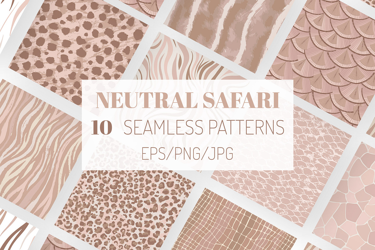 Animal Safari Seamless Pattern Neutral