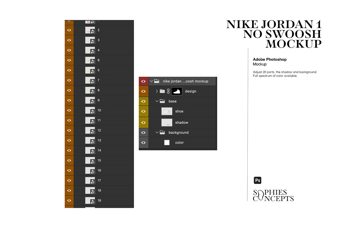 Nike Jordan 1 without swoosh mockup