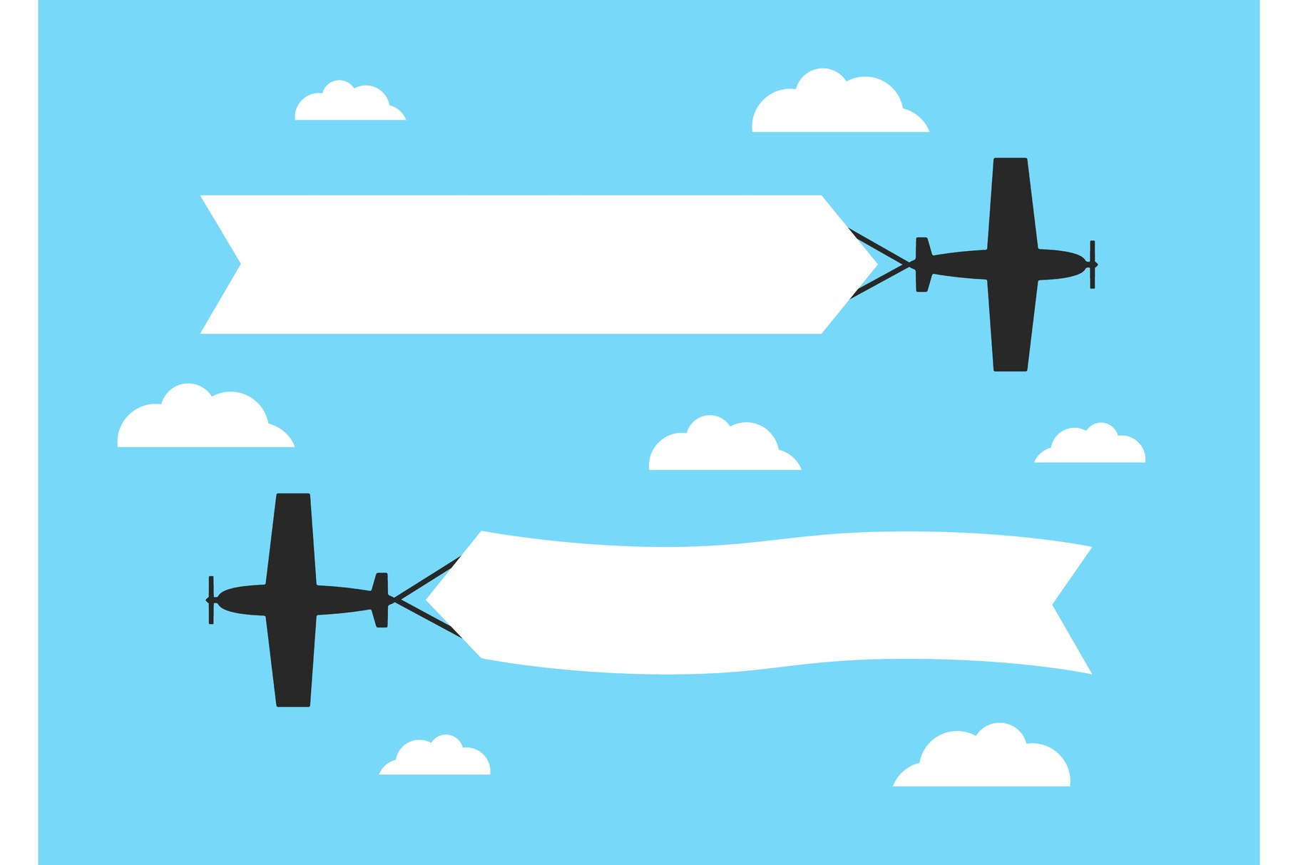 Airplanes with advertising banners, a Transportation Illustration by ...