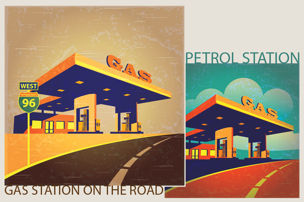 Gas Station Set, an Illustration by Blacklight