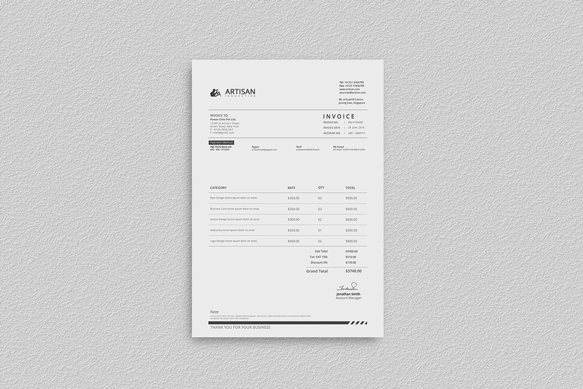 Simple Invoice, a Stationery Template by artisanHR