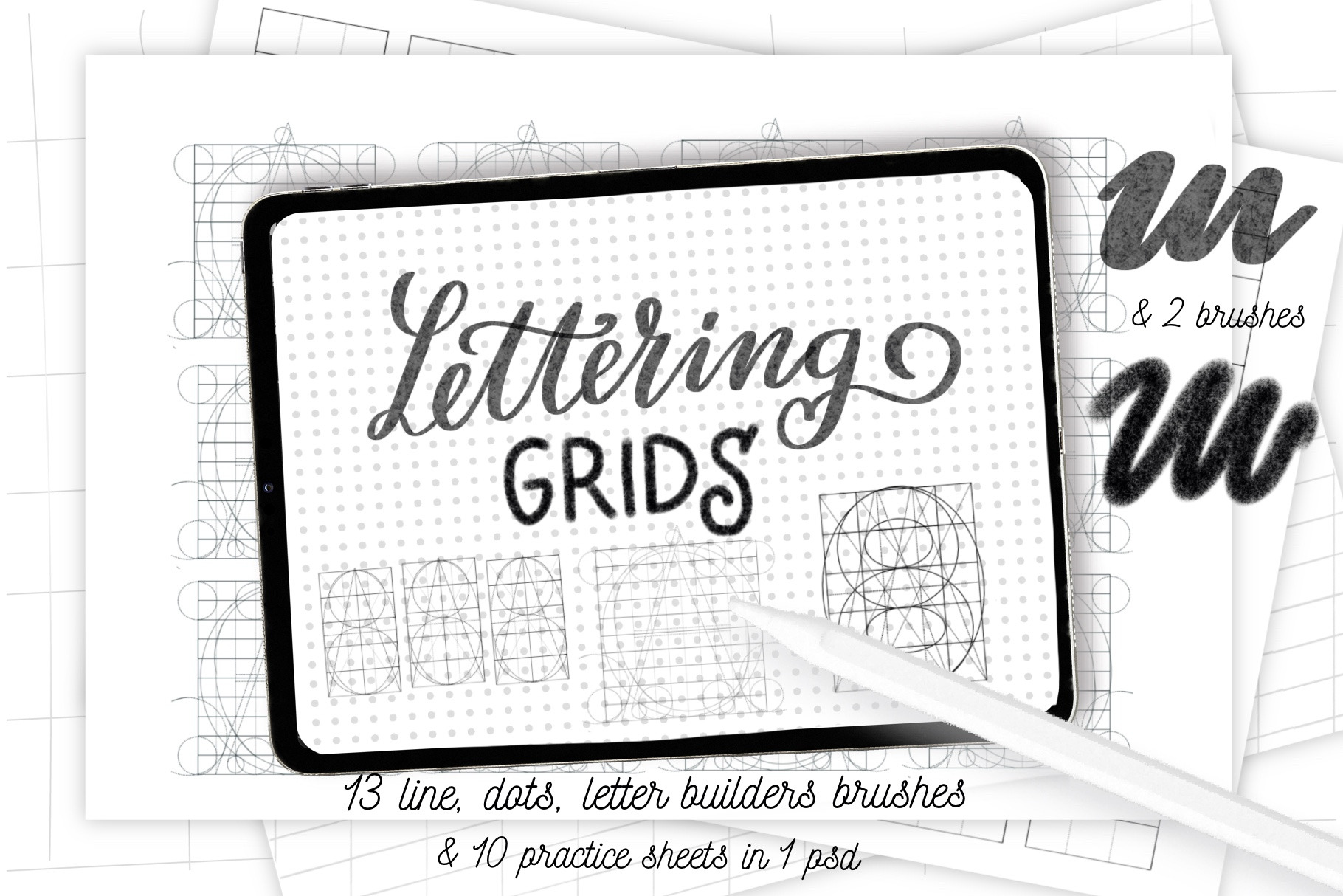 Procreate lettering grid set