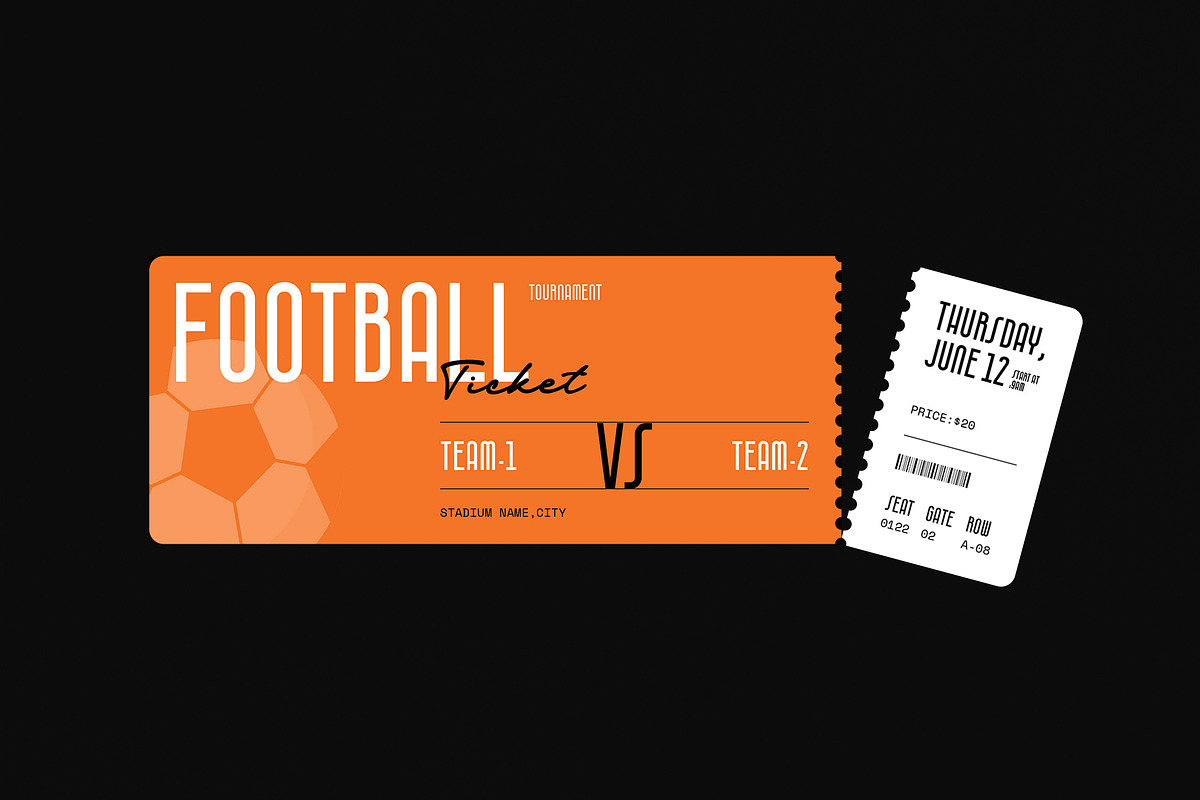 Football Match Ticket Template, a Stationery Template by DesignCrest