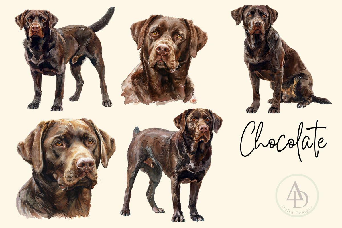 Labrador Retriever Clip Art Set, an Animal Illustration by Delta Designs