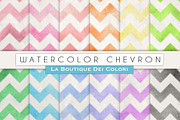 Watercolour Chevron Digital Papers, a Pattern Graphic by La Boutique ...