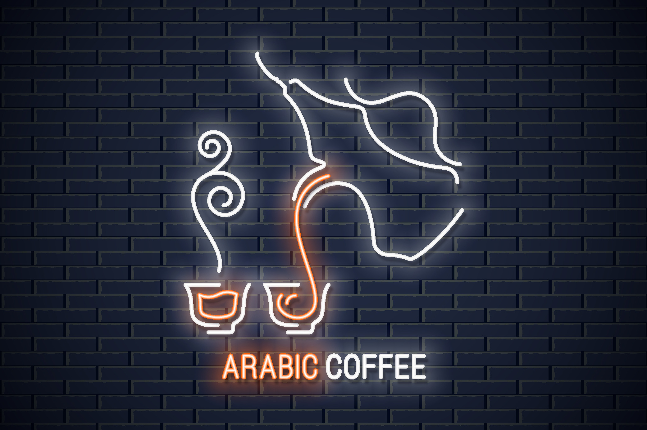 Arabic coffee neon sign background., a Branding & Logo Template by PushLogo