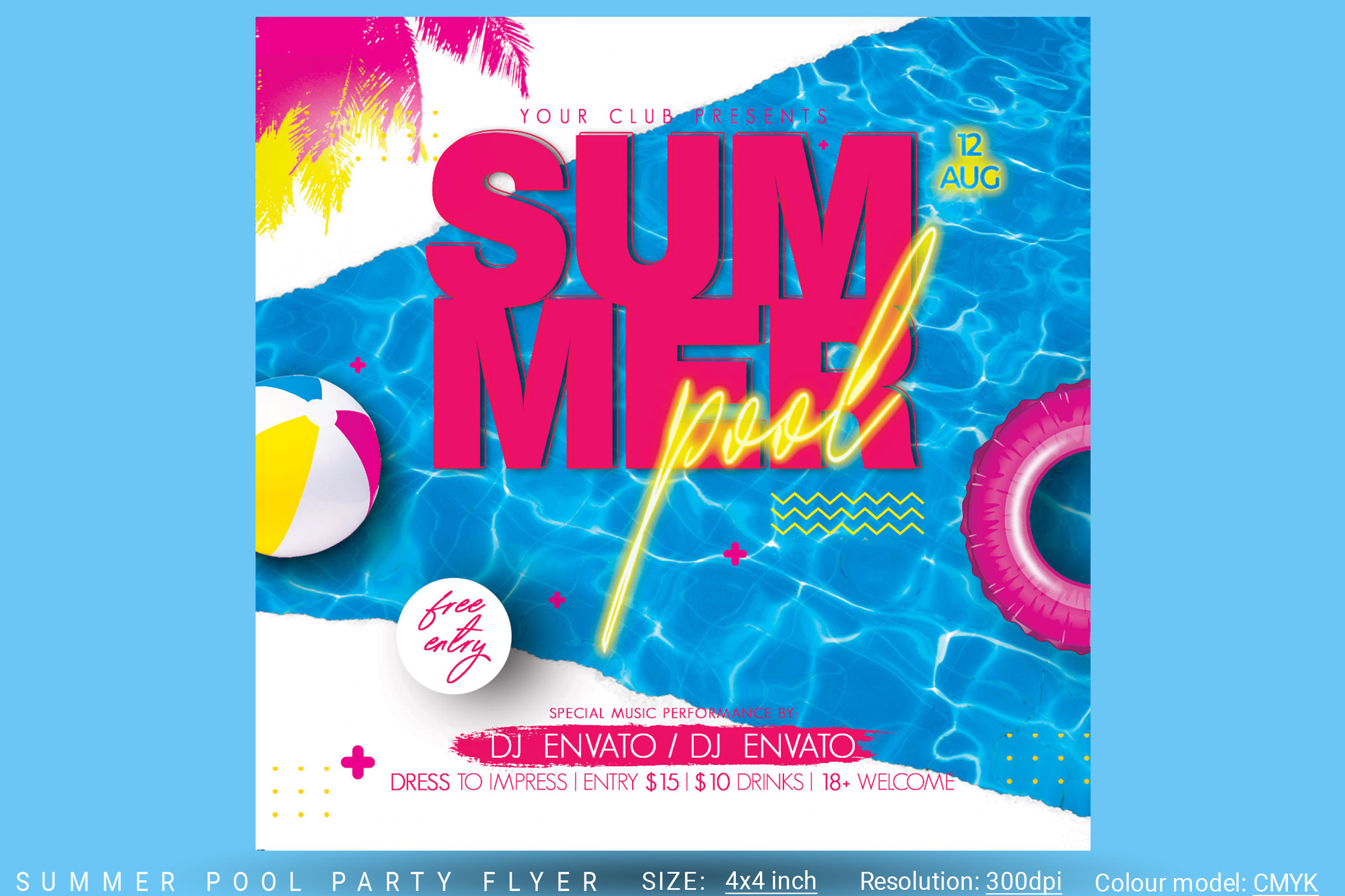 Summer Pool Party Flyer, a Flyer Template by Artolus