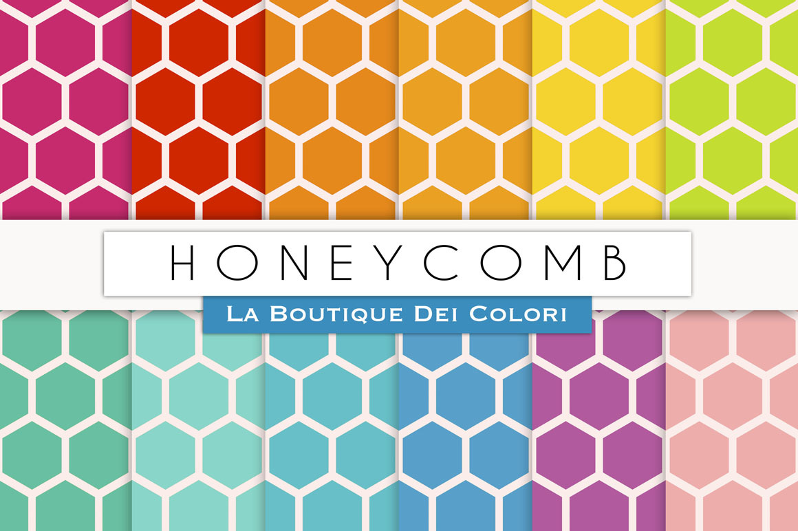 Colourful Honeycomb Digital Papers, a Pattern Graphic by La Boutique ...