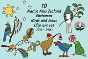 New Zealand Christmas Birds Clipart