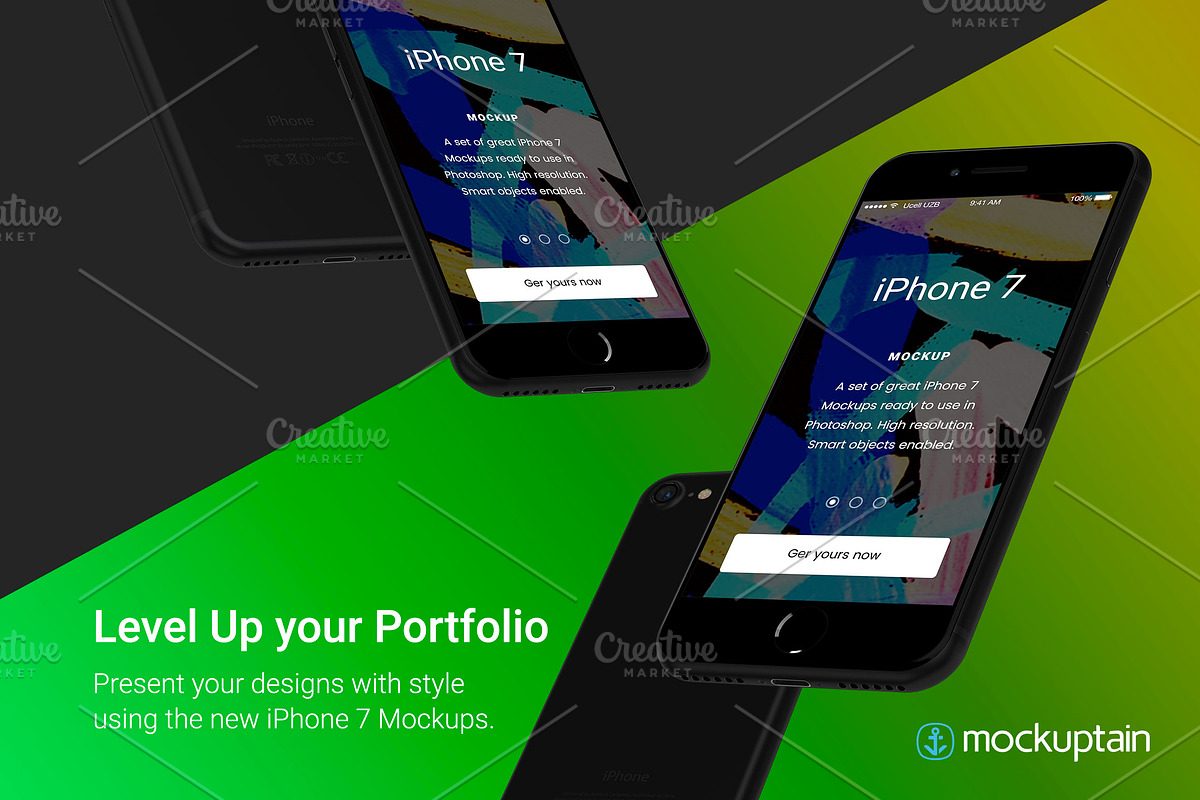Iphone 7 Mockup Flying Black, an iPhone Mockup by mockuptain