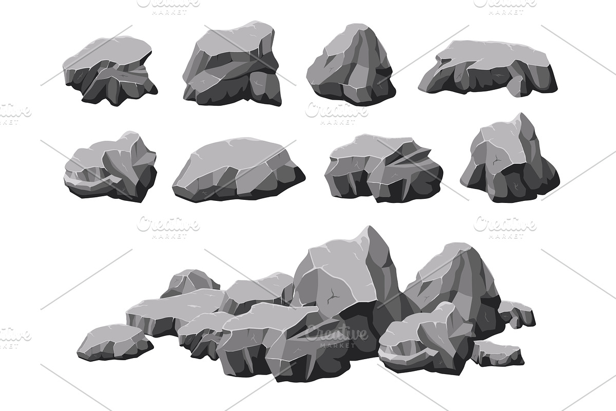 Cartoon stones. Broken rock, stone, a Background Graphic by Valerie ...