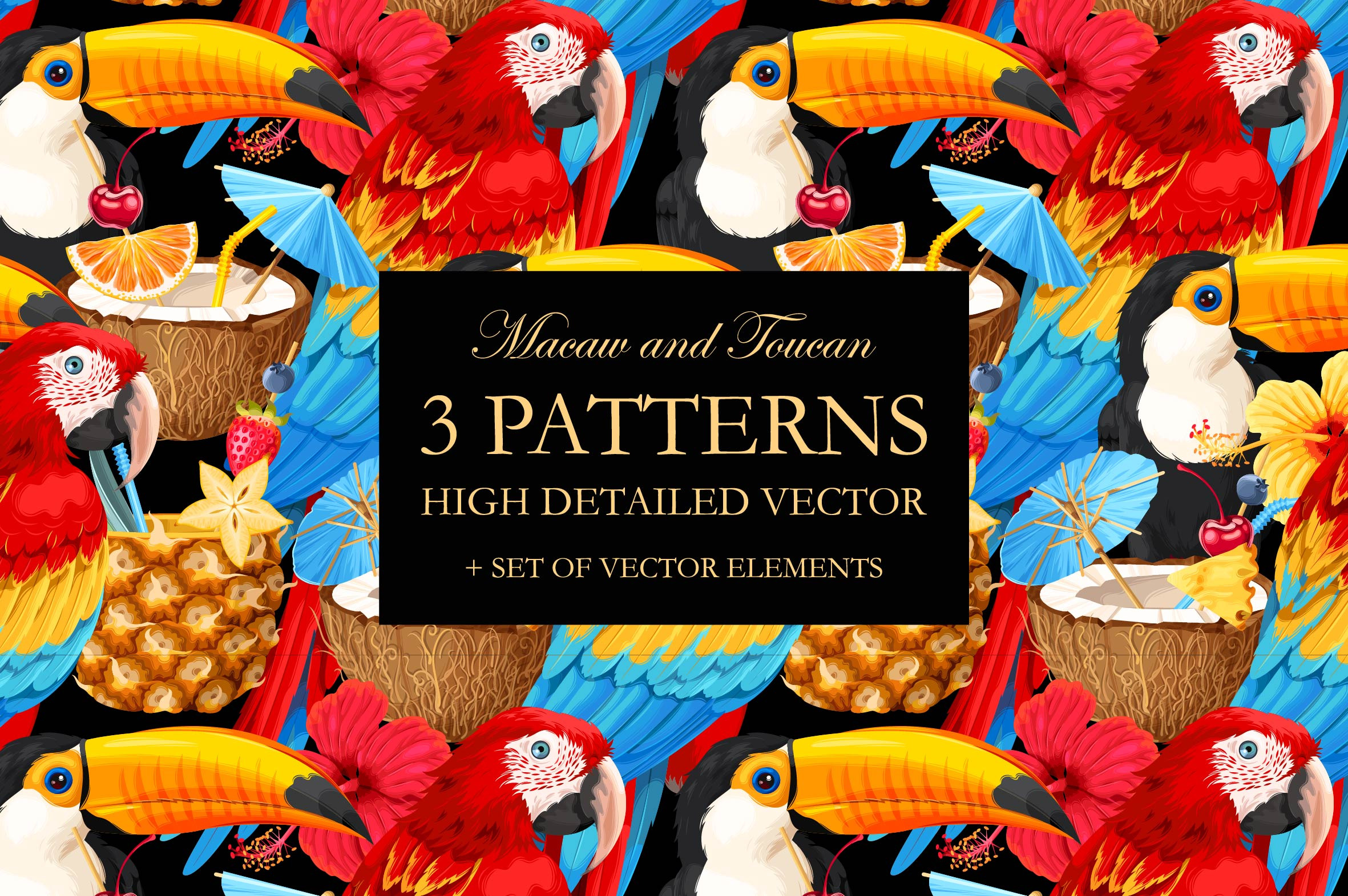 Macaw and Toucan Patterns, a Pattern Graphic by GreyLilac