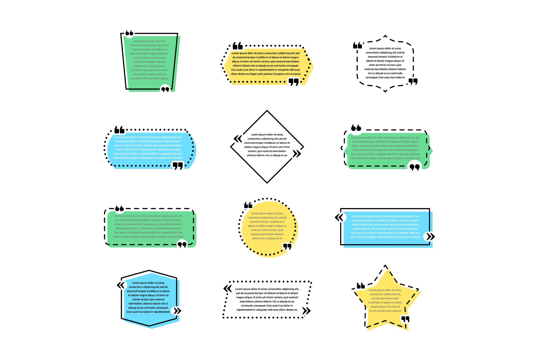 Set of colored quote signs, a Texture Graphic by GraphiShop