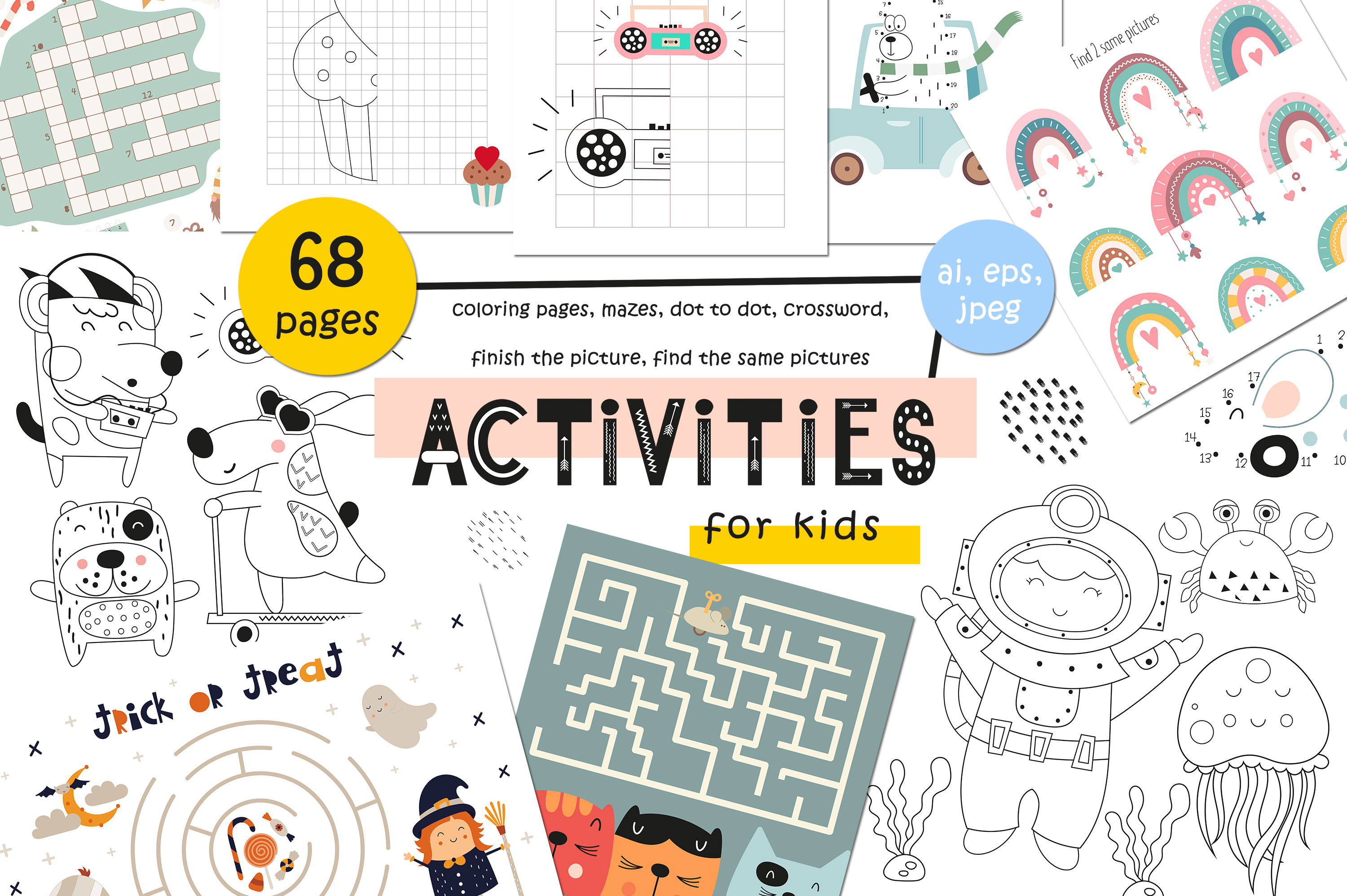 Activities for kids Mini games, an Education Illustration by Nursery Art