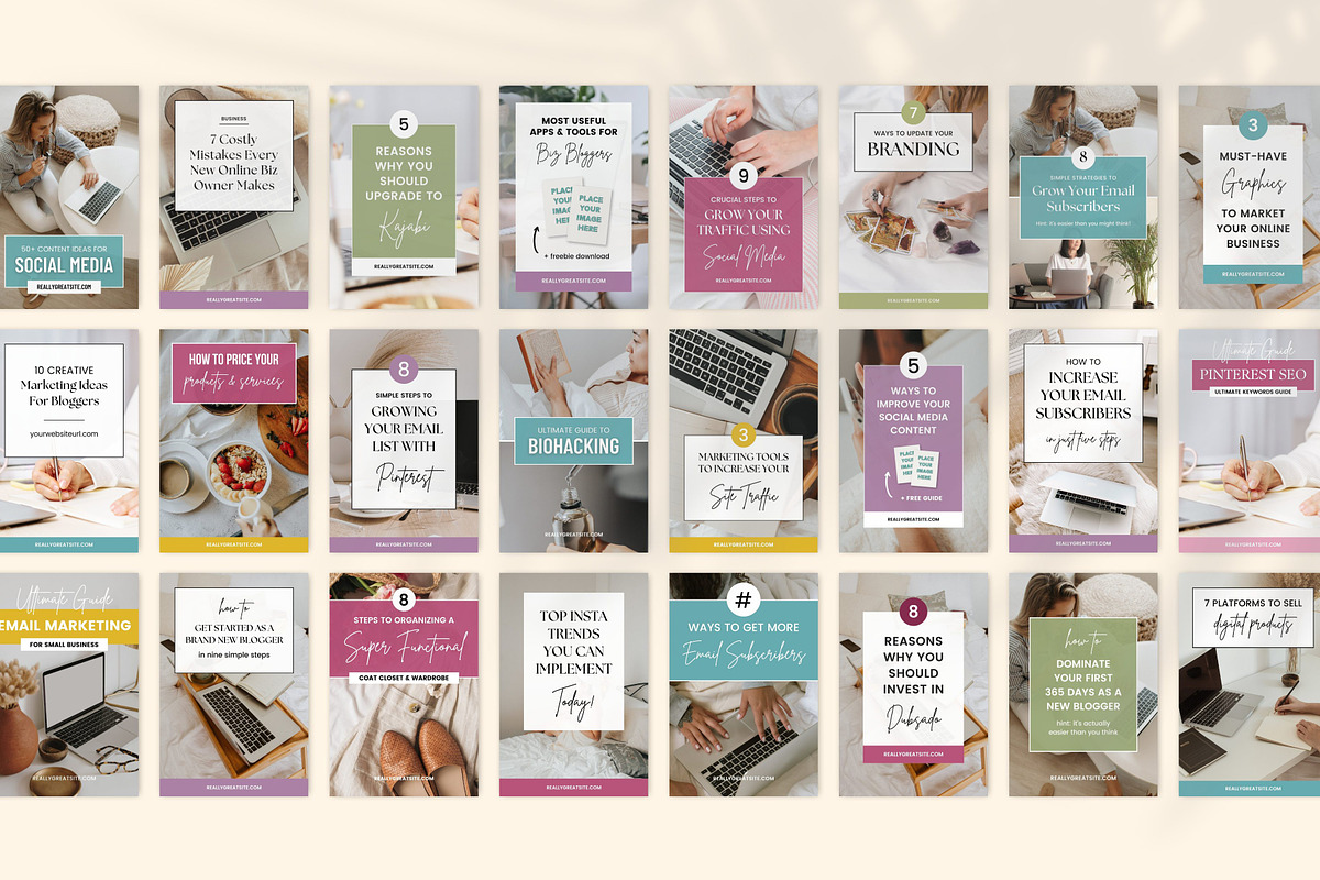Canva Pinterest Template Blog Bundle