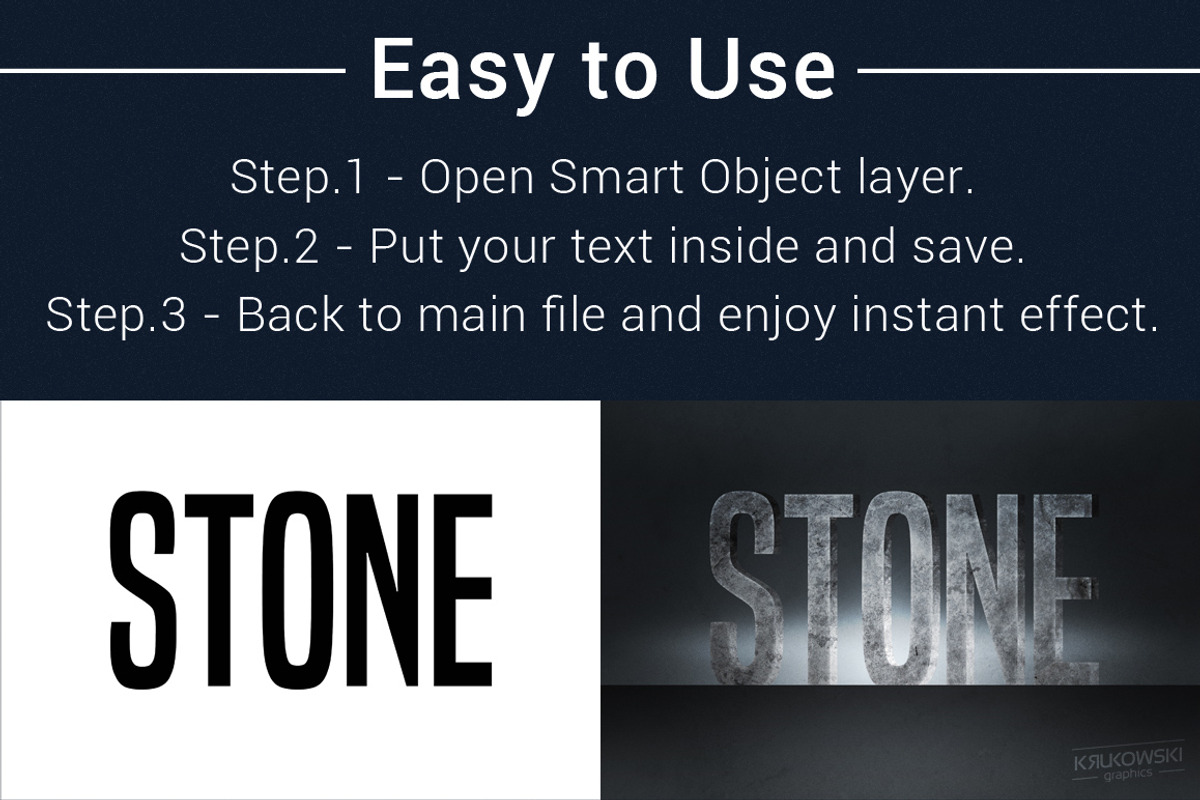 Stone Text Effects Mockup, a Layer Style Add-On by Krukowski Graphics
