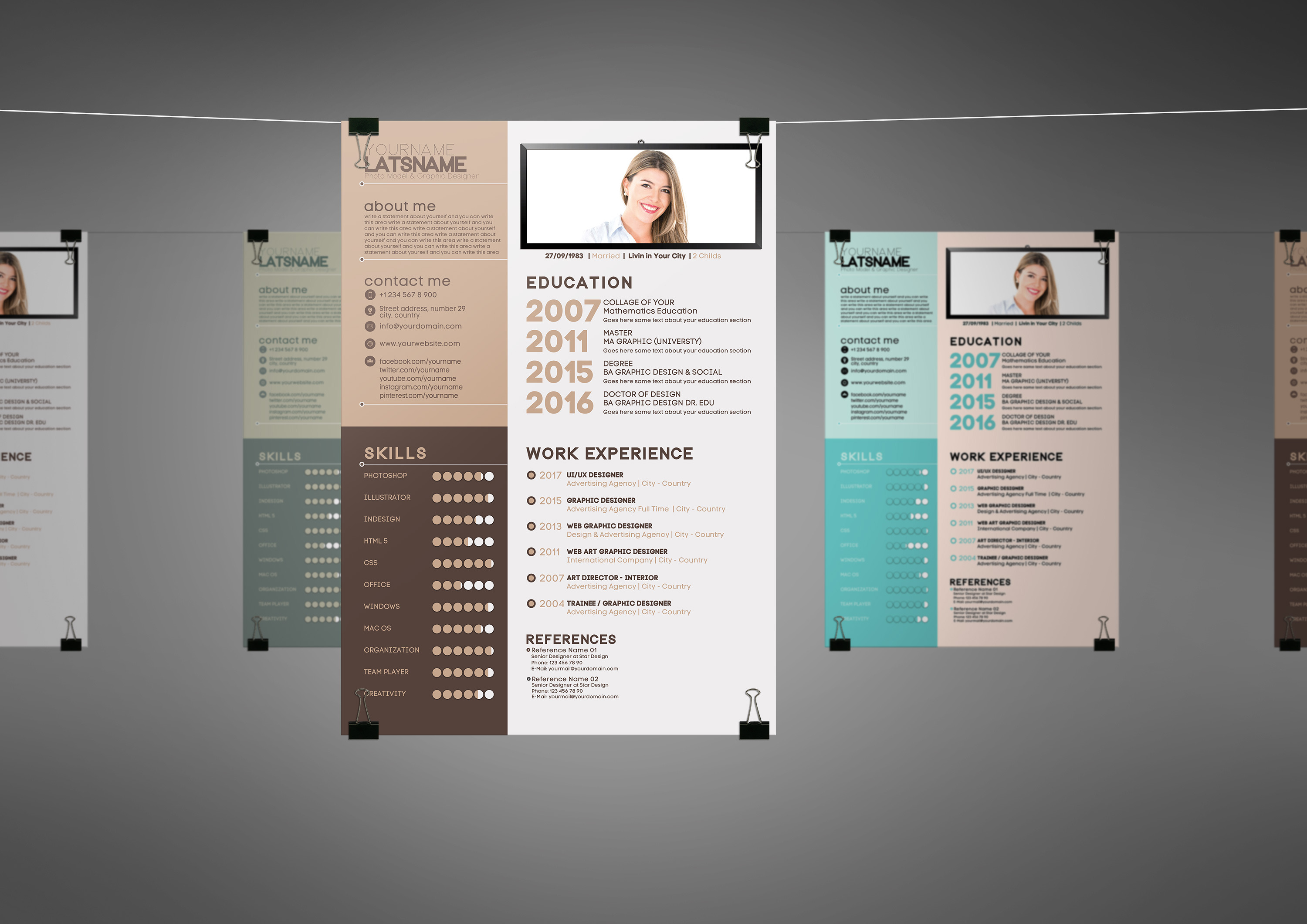 Creative Swiss Resume Cv 3 colors, a Resume Template by Star Graphic Design