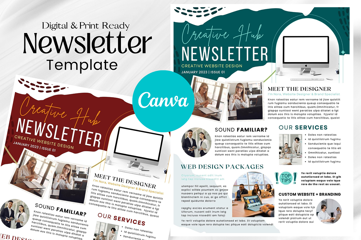 Editable Canva Newsletter Template | Creative Market Editable Canva Newsletter Template | Creative Market
