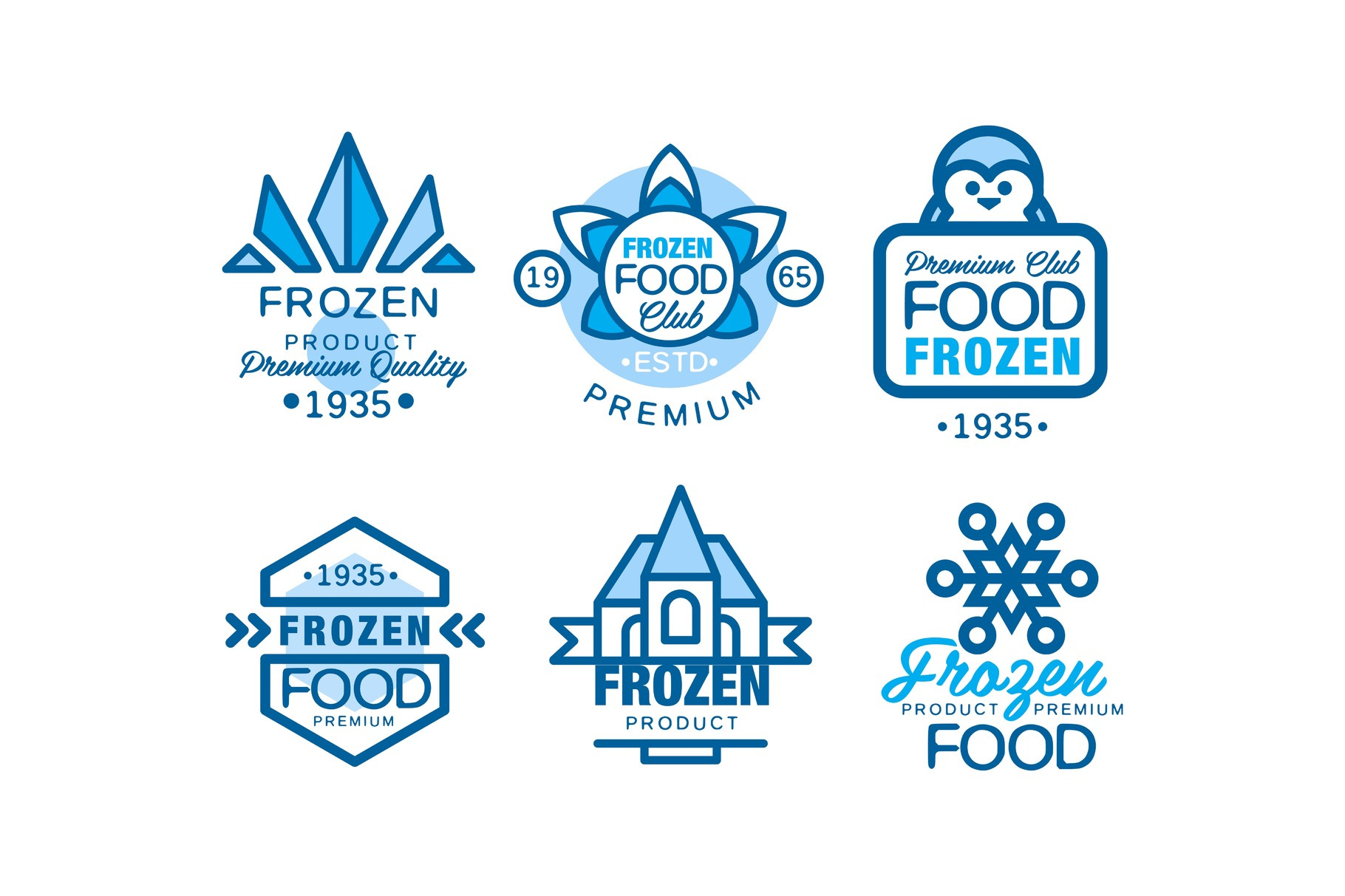 Frozen Food Club Labels Collection, a Decorative Illustration by TopVectors