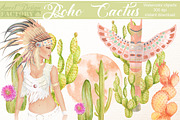 Boho & cactus cliparts, an Illustration by Sweet sweet design