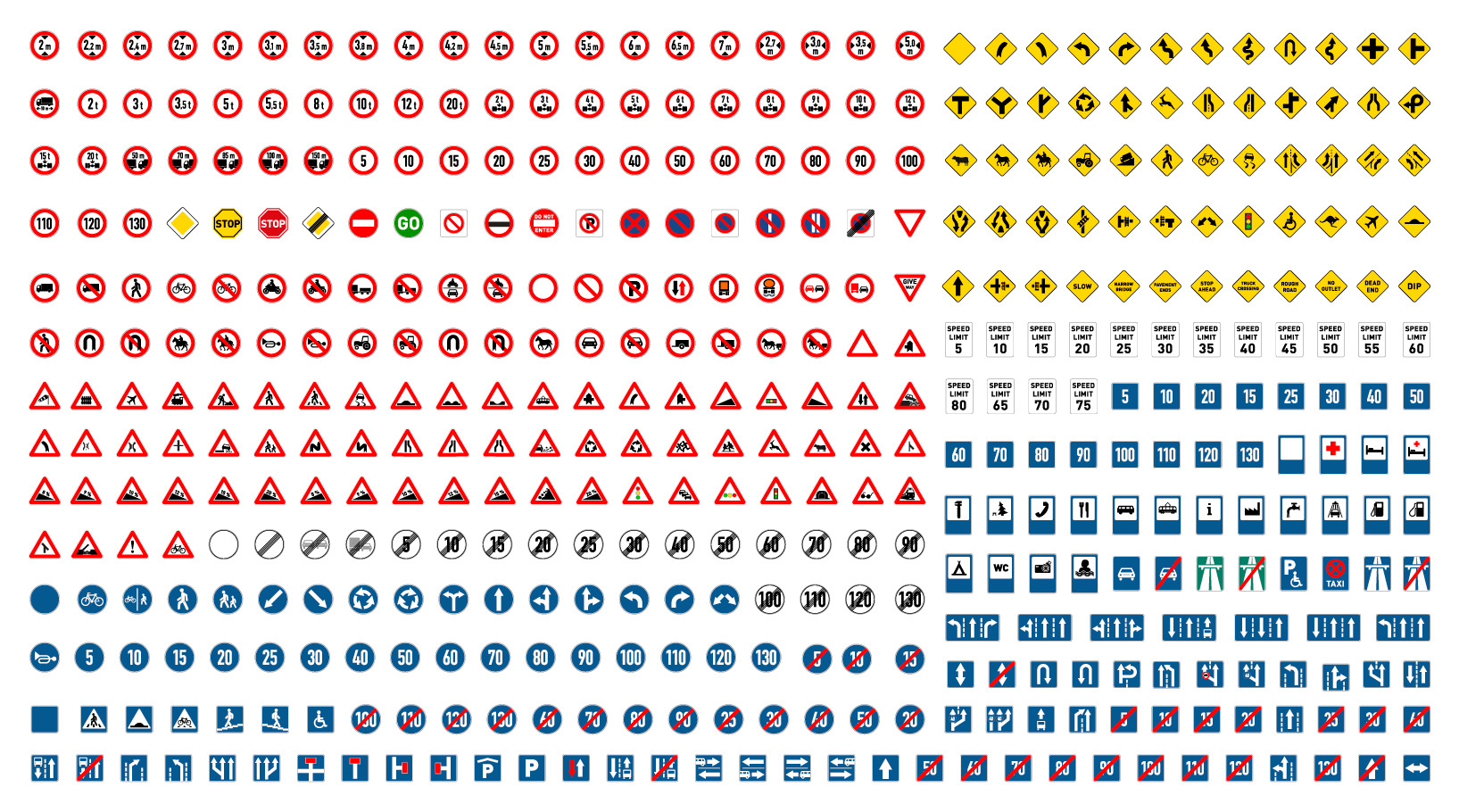 Huge set of international road signs | Graphic Objects ~ Creative Market