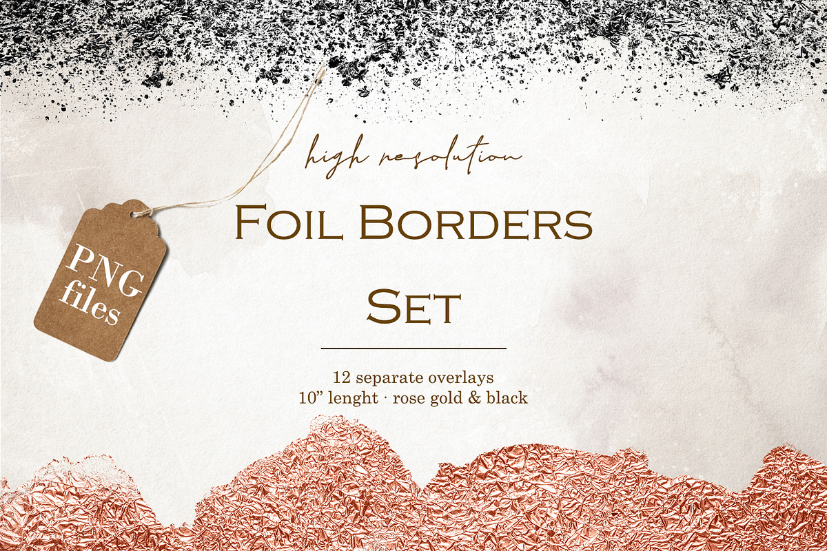 12 Metallic borders Rose gold/ Black, an Object Graphic by PixelJungle