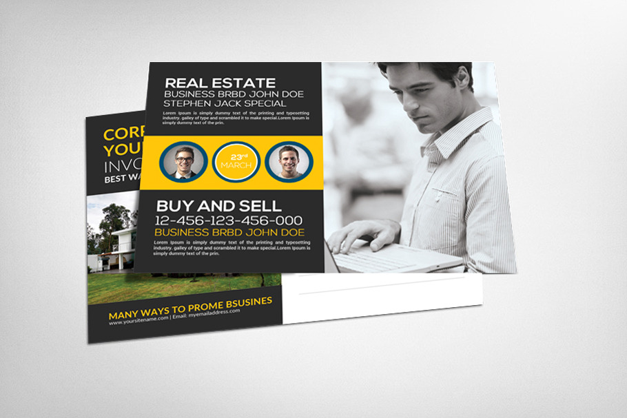 Real Estate Agent Postcard Template, a Card Template by graphicforest