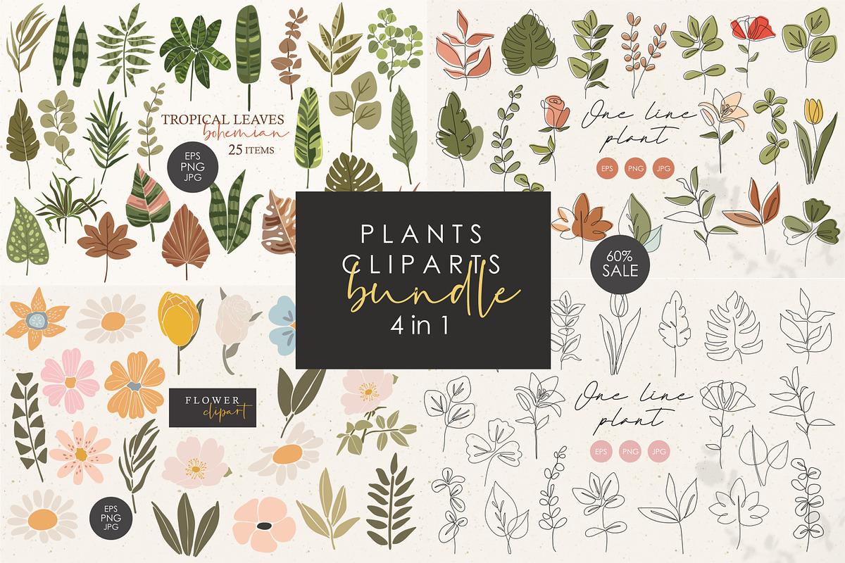 Plant cliparts bundle, an Illustration by ⋒DesignECShop⋒