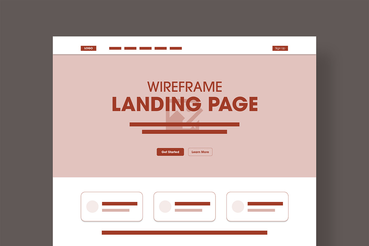 Modern Wireframe Landing Page Layout