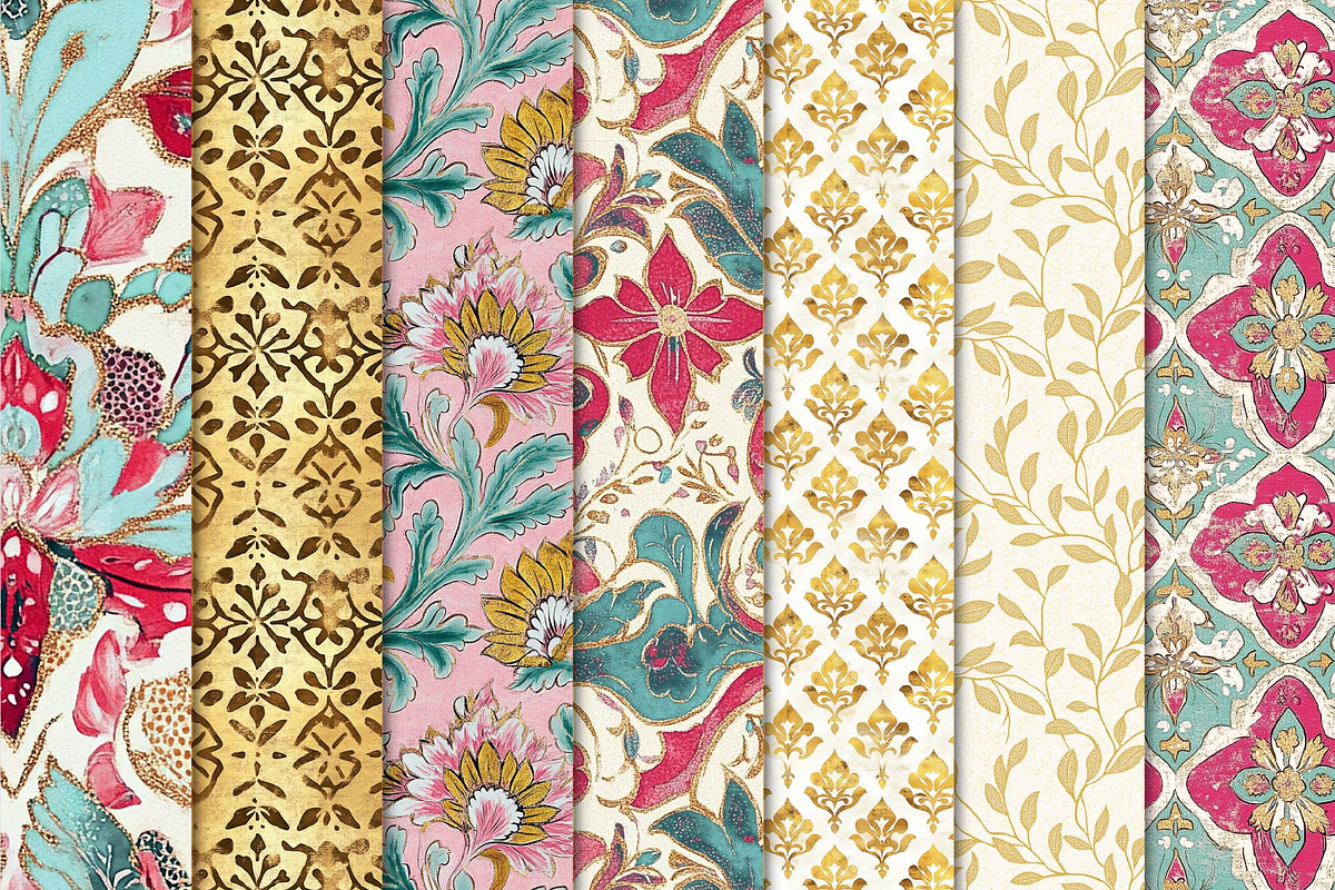 Saffron Bohemian Seamless Patterns