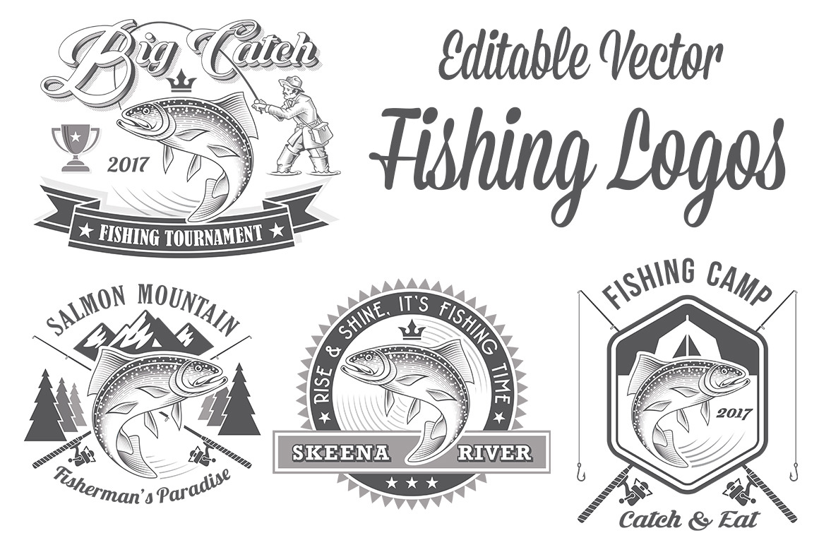 Vector Editable Fishing Logos | Branding & Logo Templates ~ Creative Market