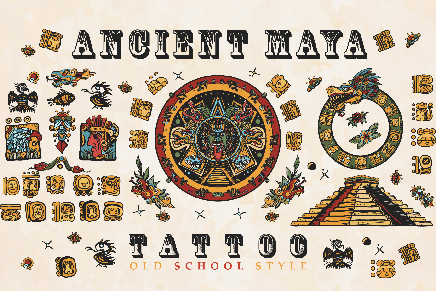 Ancient Maya tattoo, a Graphic by intueri