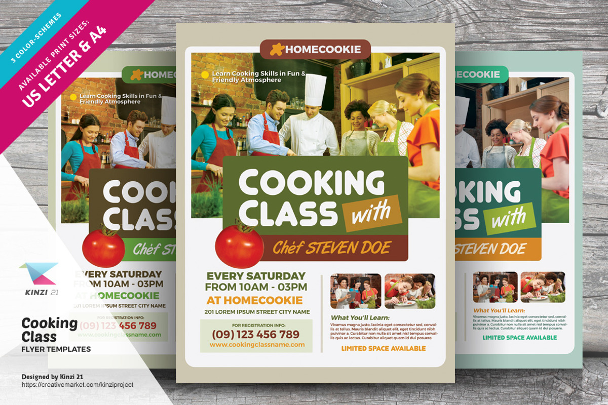 Cooking Class Flyer Templates, a Flyer Template by kinzi21