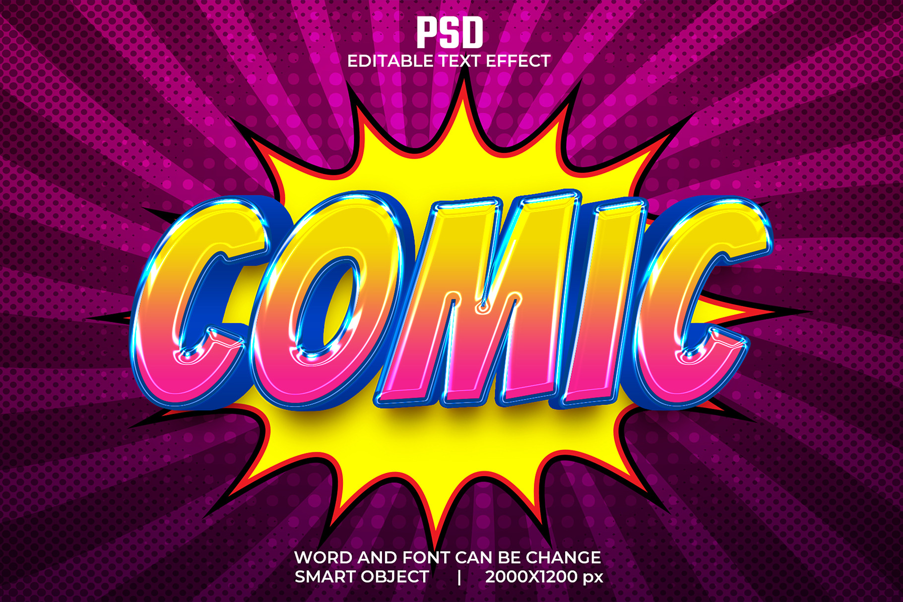 Comic 3d Editable Psd Text Effect, a Layer Style Add-On by bdrobin