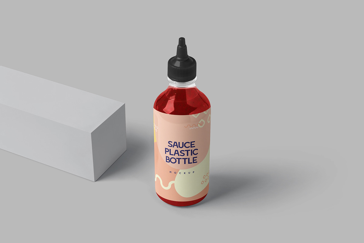 Sriracha Plastic Bottle Mockups, a Packaging Mockup by DesignNeutrons