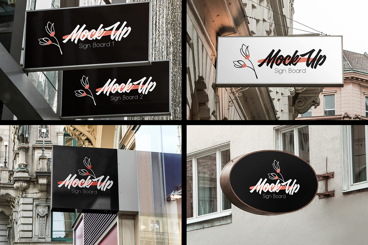 15 Sign Board MockUps, an Advertising Mockup by Free-PSD-Templates