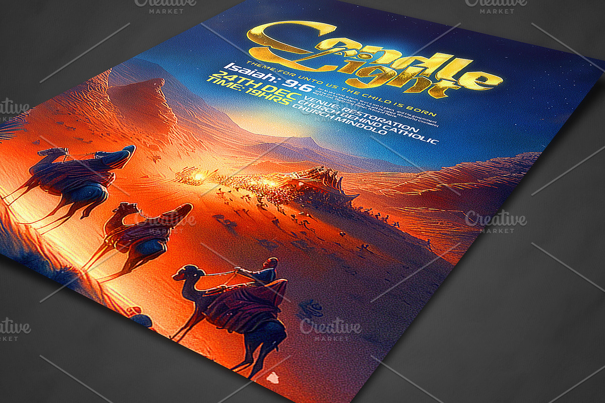 Candle Light service flyer template