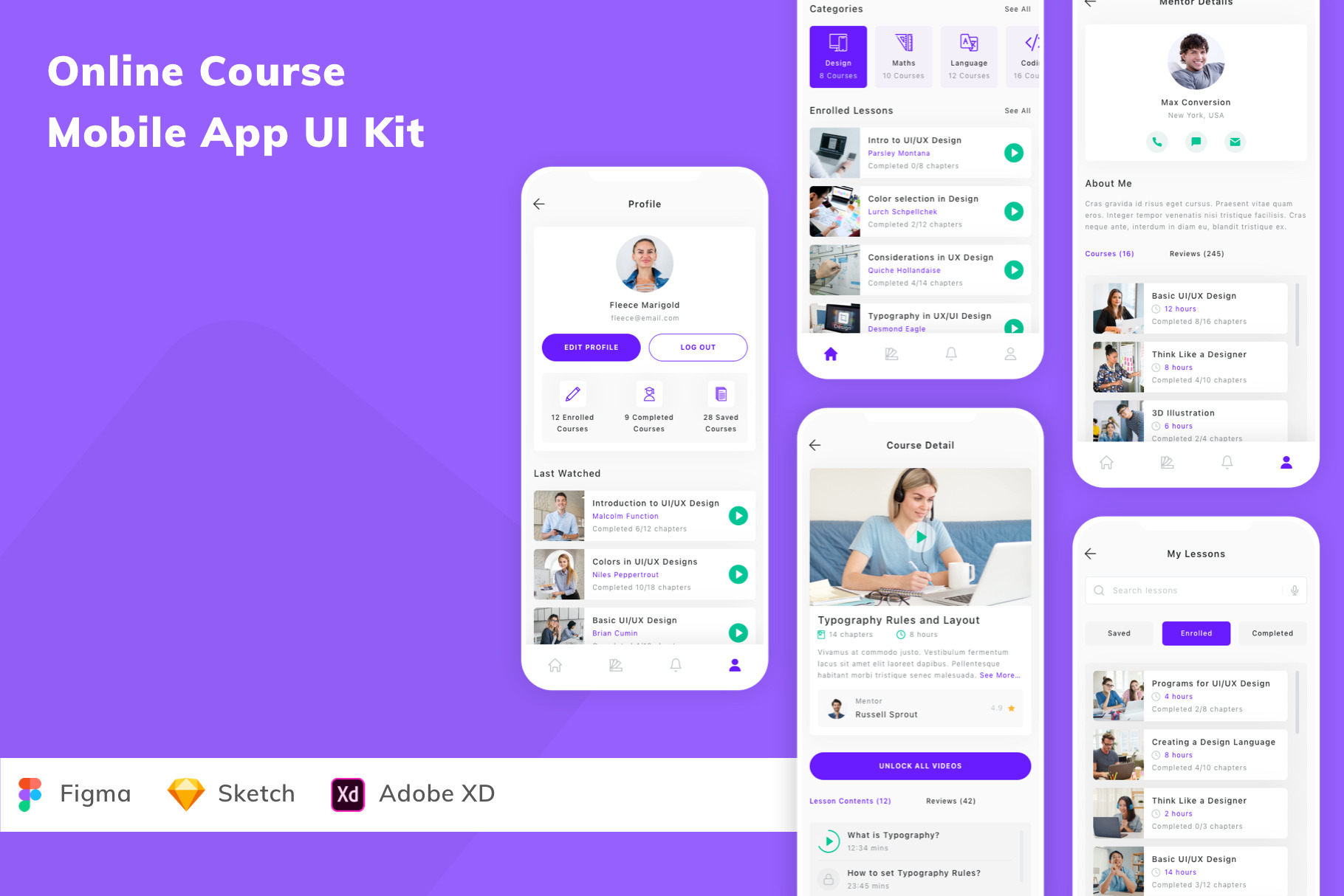 Online Course Mobile App UI Kit, an UI Kit Template by Betush