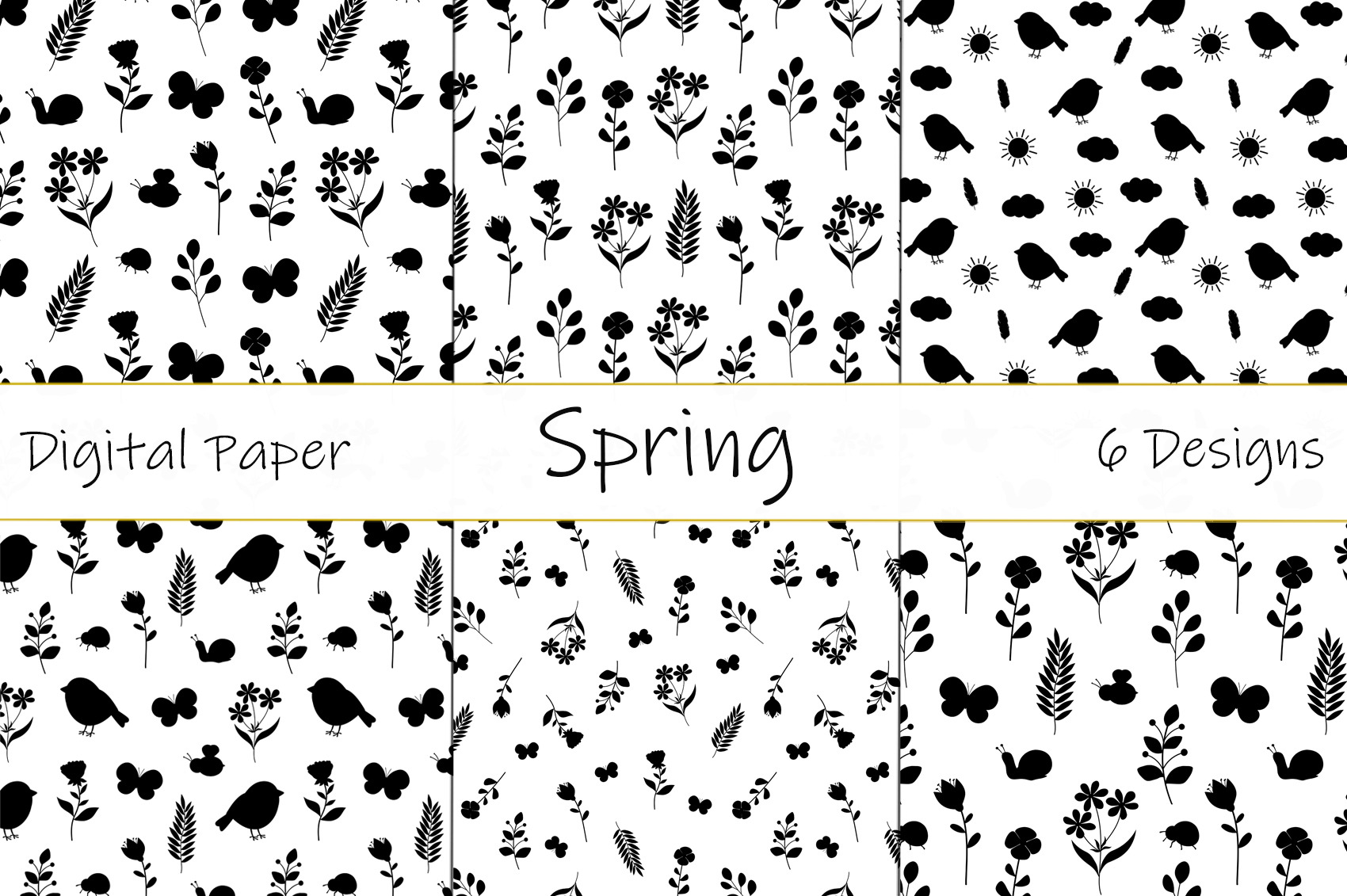 Spring silhouettes. Flowers pattern, a Pattern Graphic by IrinaShishkova