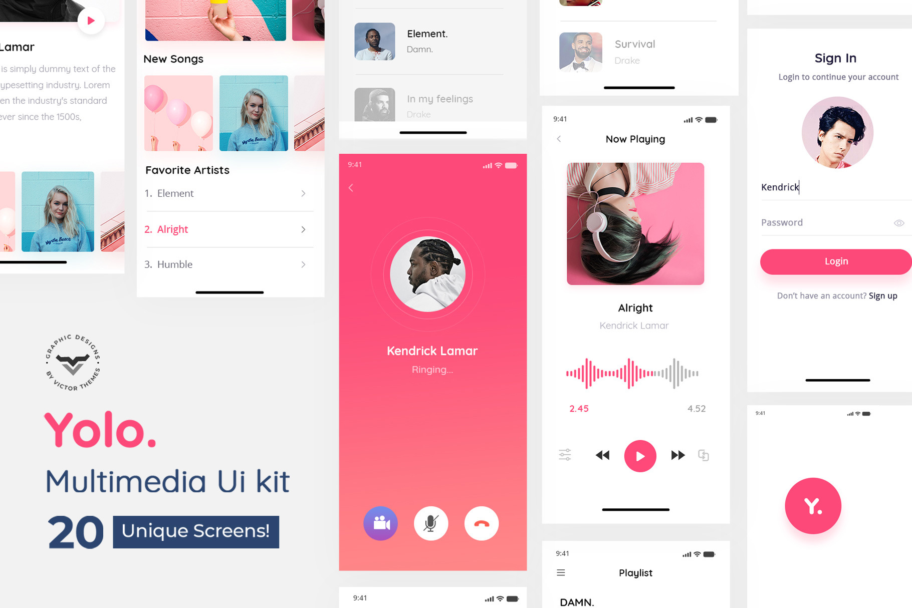 Yolo Multimedia Mobile App UI Kit, an UI Kit Template by VictorThemes