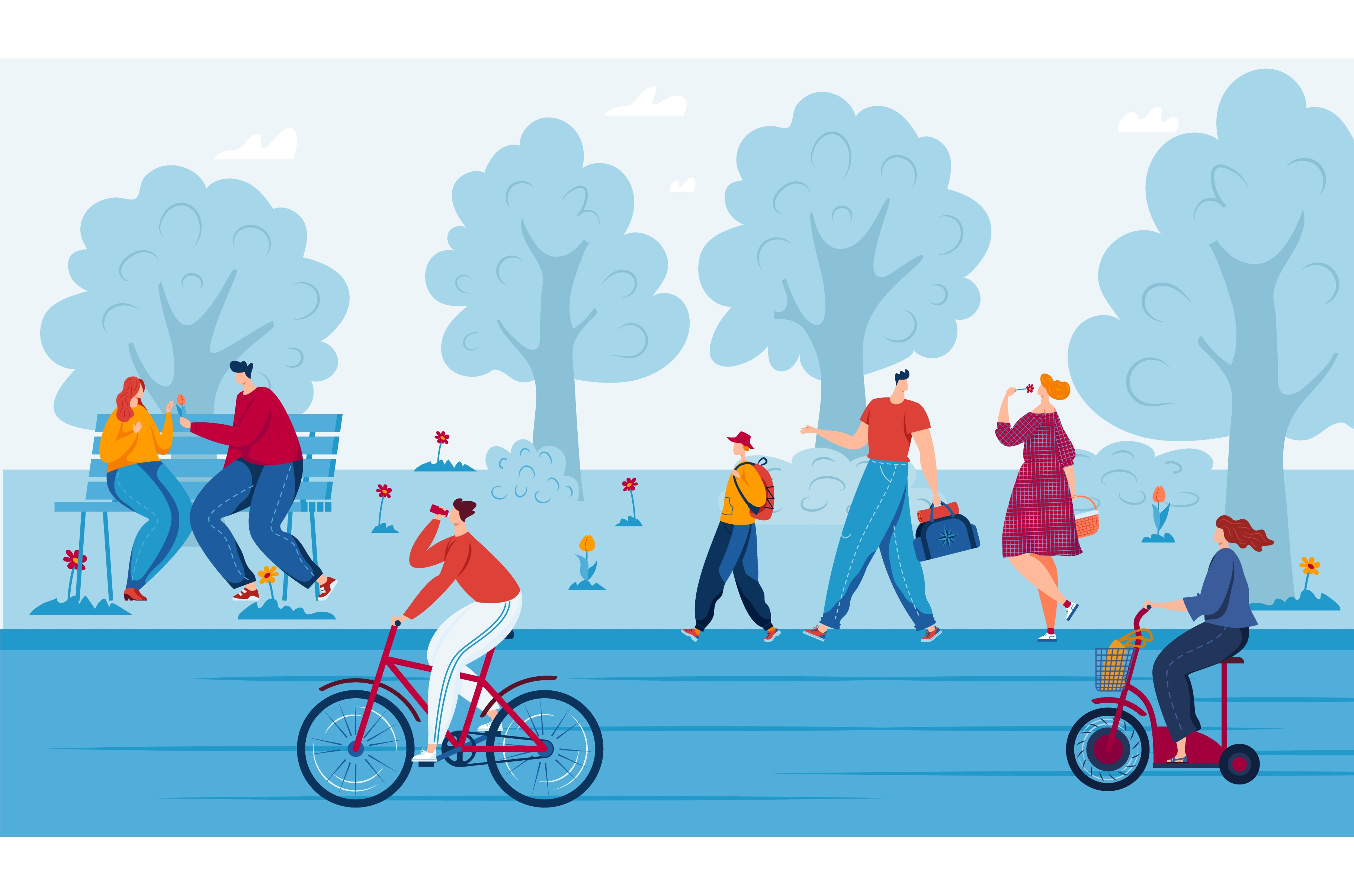 Spring park in city vector, a Decorative Illustration by seahorsevector ...