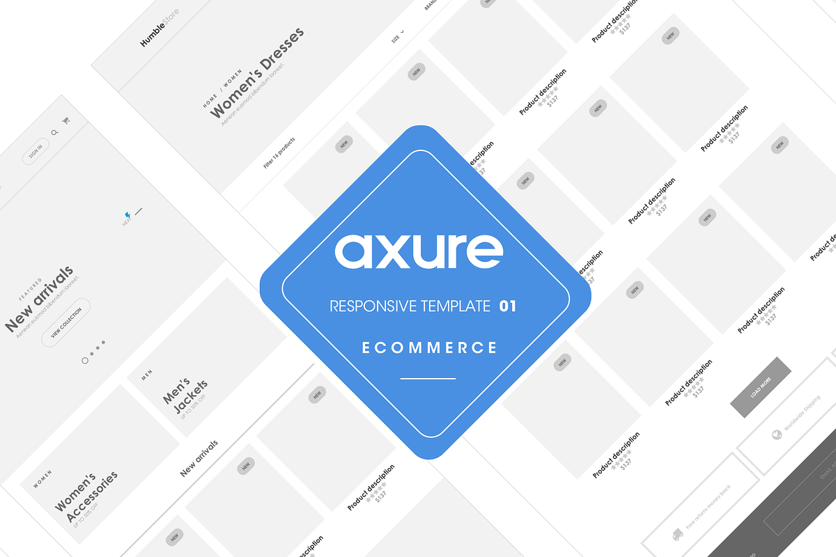 Axure responsive Ecommerce template1, a Wireframe Template by Humble UX