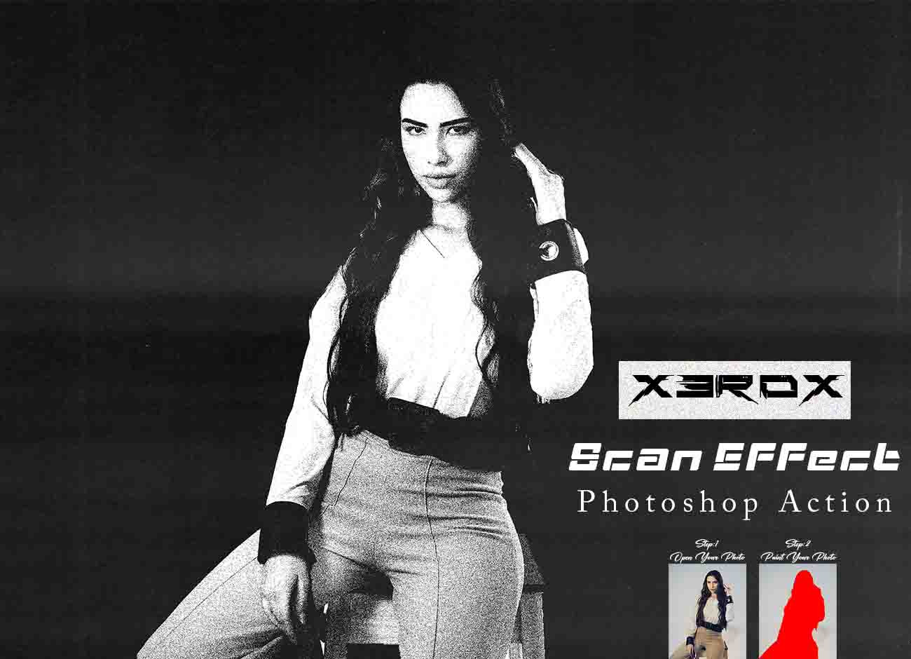 Xerox Scan Effect Photoshop Action, an Action Add-On by Studio Retouch