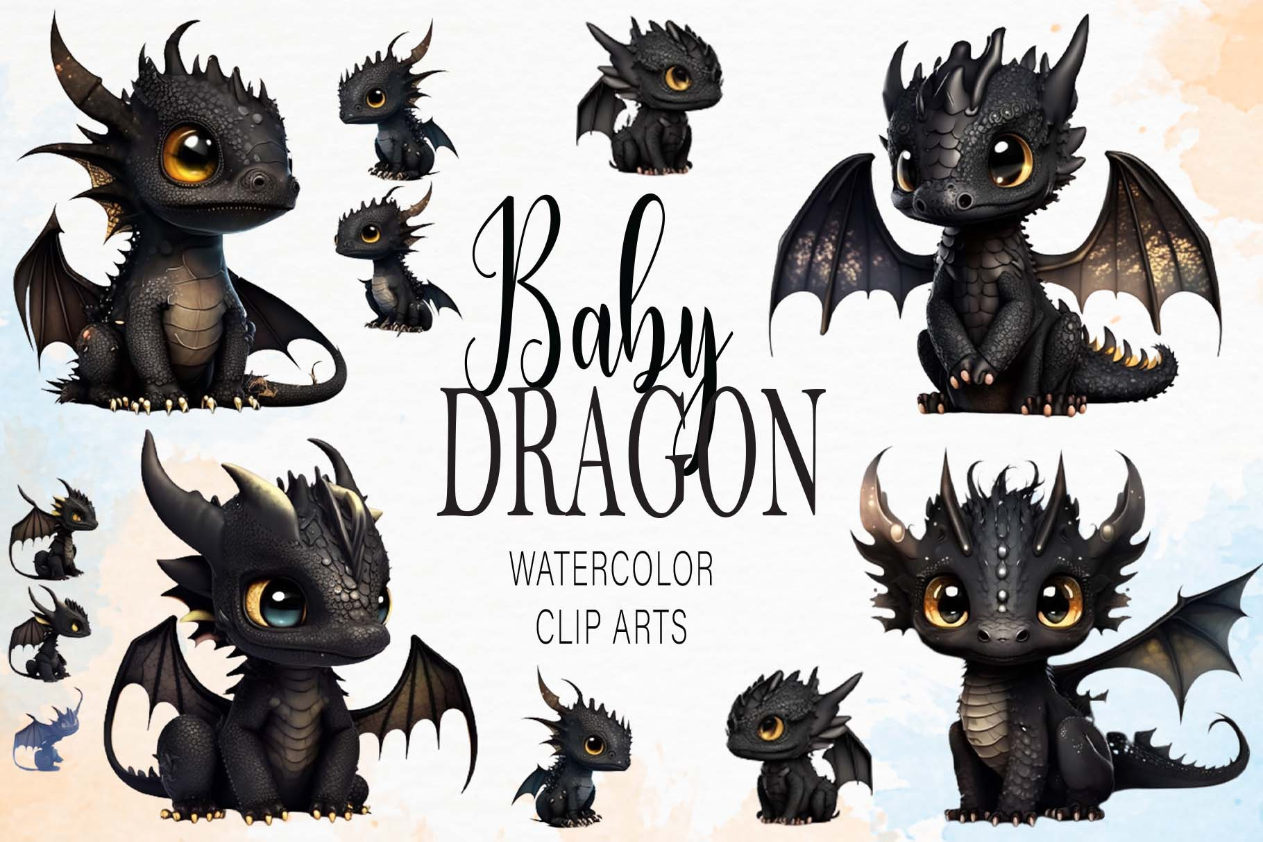 Cute Black Dragon Wall Art 4 PNG, a Graphic by Moon Studio