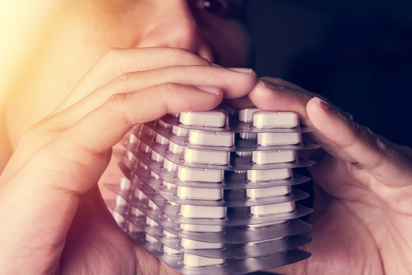 Patient's eating of many pills, a Health & Medical Photo by Casanowe-studio