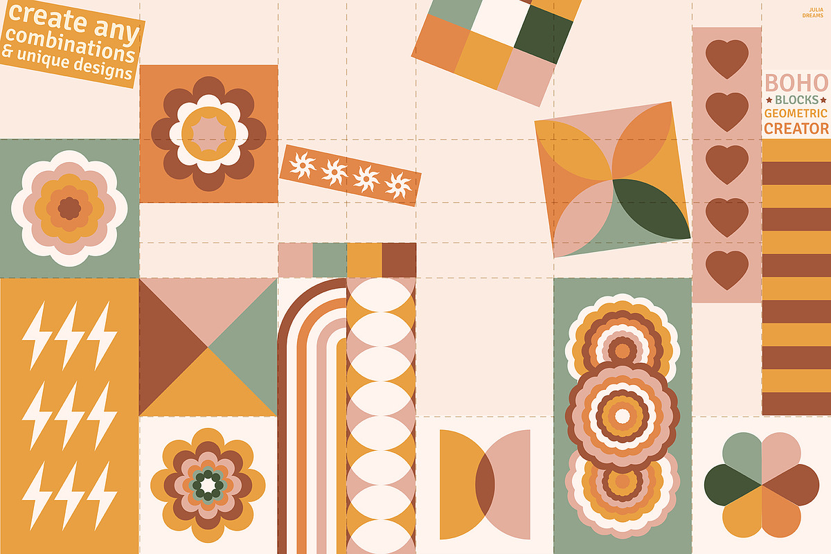 Boho Blocks Geometry Creator, an Object Graphic by Julia Dreams
