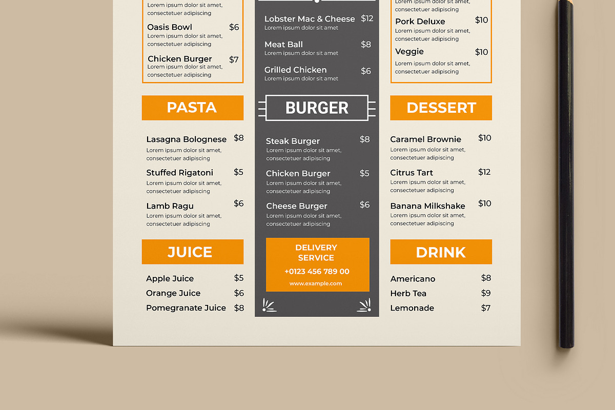 Food Menu Layout