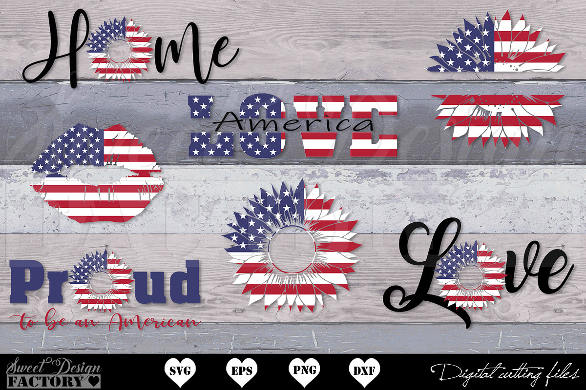 America SVG . USA cut files bundle., a Decorative Illustration by Sweet ...