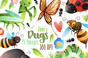 Watercolor Bugs Clipart, an Illustration by DigitalArtsi
